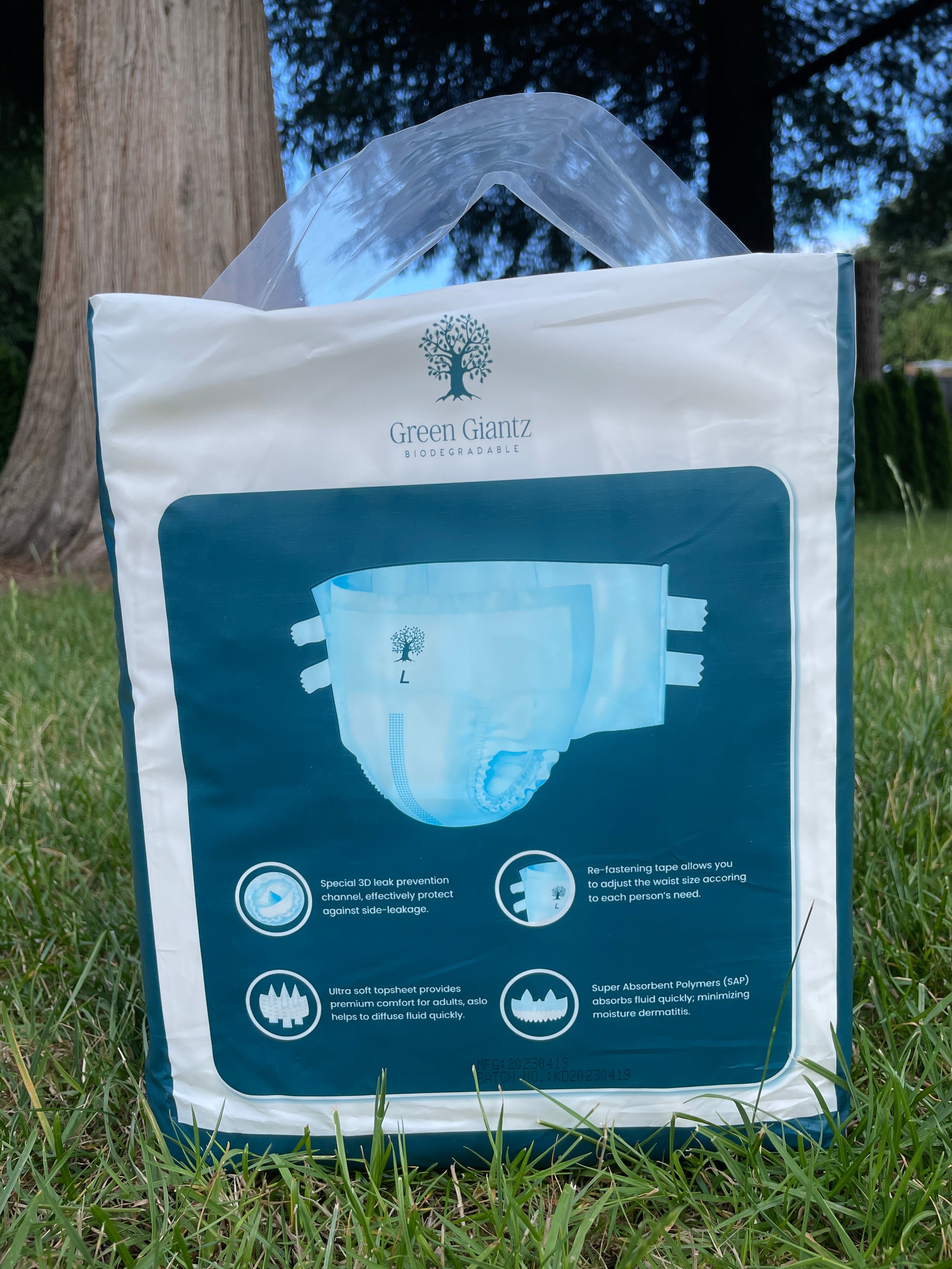 Eco-Friendly, Biodegradable Premium Adult Diaper Taped Briefs - Large ...
